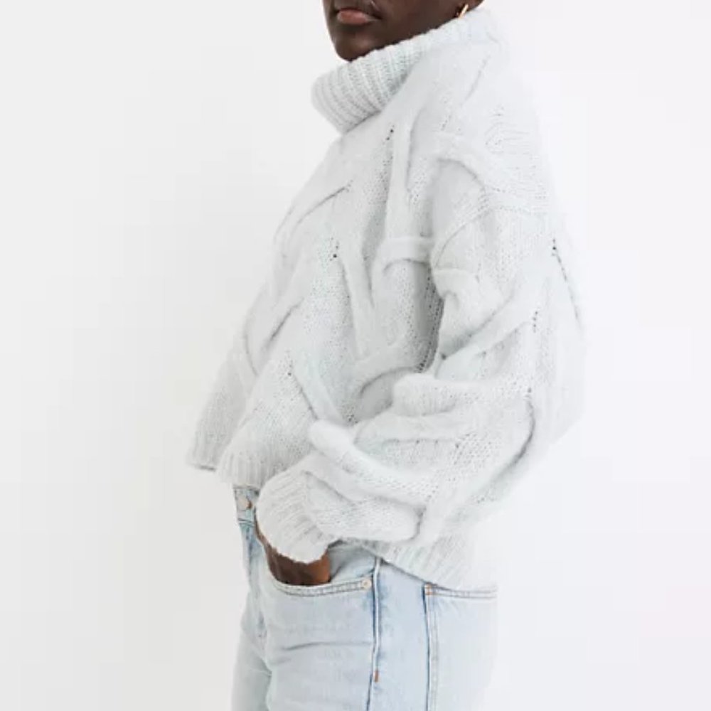 New Madewell Somerwell Modern Cable Sweater Xxs Icebu… - Gem